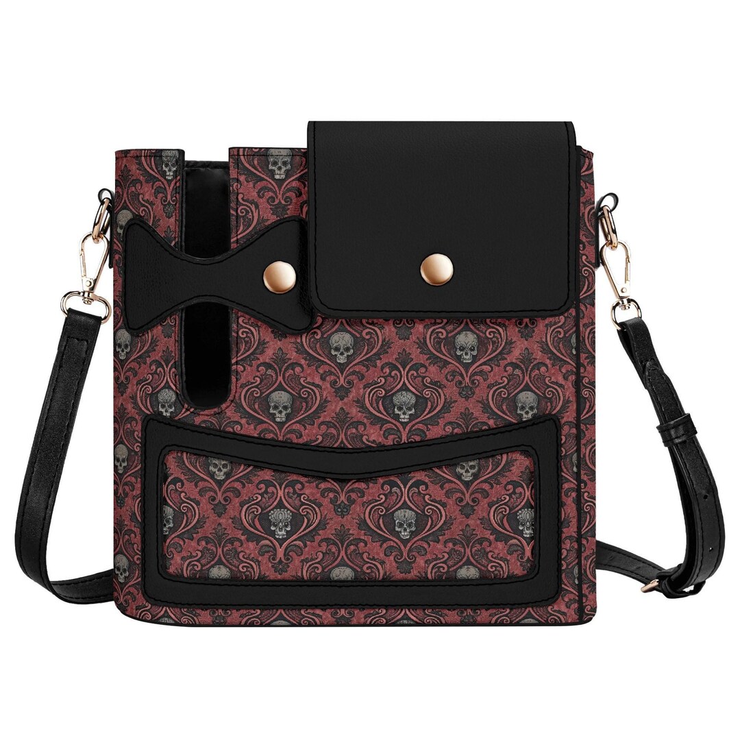 Gothic Vampire Skull Damask Faux Leather Handbag Tumbler Holder: 40oz ...