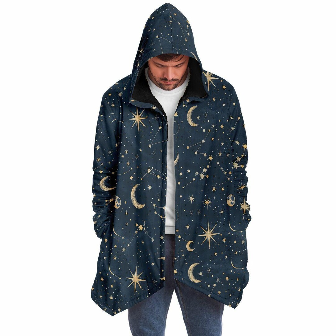Celestial Sun Moon Fleece Cloak: Rave Festival Hooded Coat - Etsy