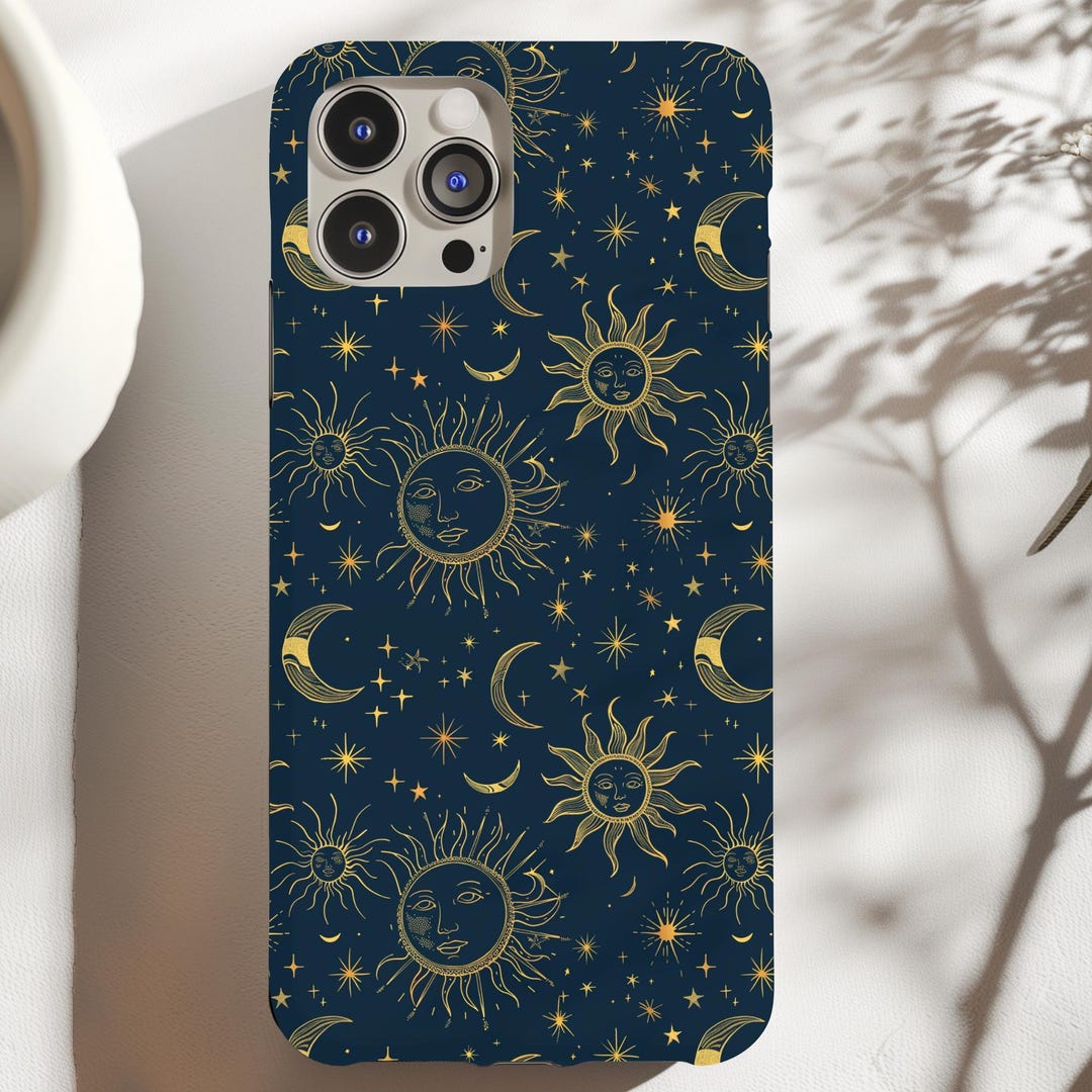 Celestial Sun Moon Stars Phone Case: Tough Magsafe iPhone Galaxy Pixel ...