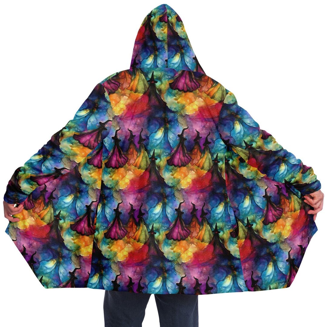 Neon Sneaky Witches Rave Festival Cloak Winter Fleece Festival Coat ...