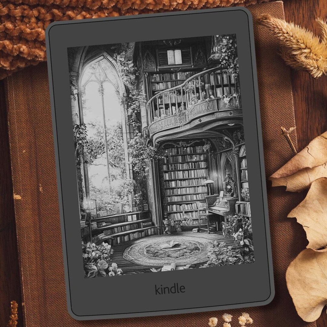 Magical Library Kindle Fullscreen Lock Screen: Romantasy B/W & Color ...