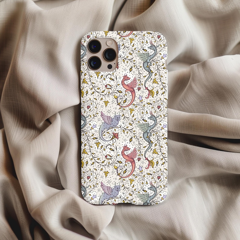 Medieval Dragons Pattern Phone Case: Tough Magsafe iPhone Galaxy Pixel ...