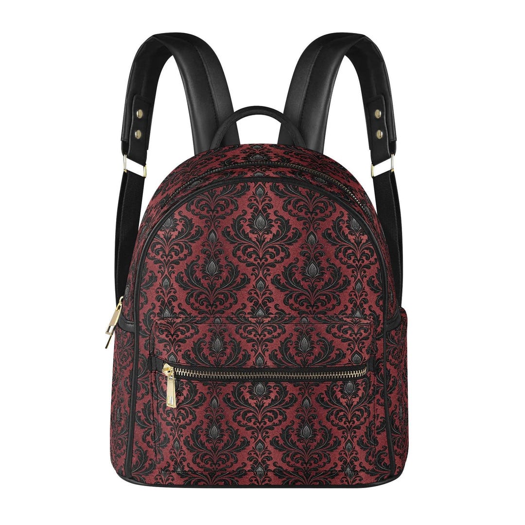 Gothic Vampire Damask Mini Leather Backpack: Small Leather Travel Pack ...