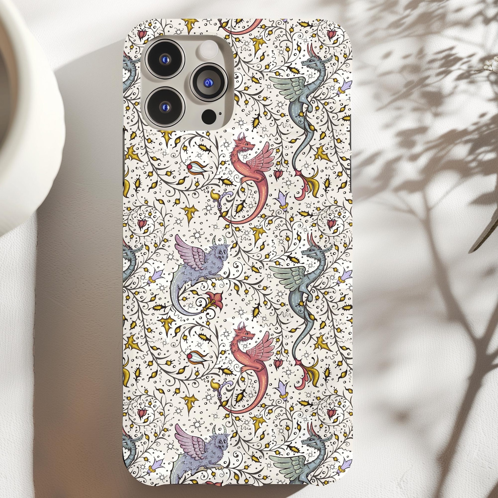 Medieval Dragons Pattern Phone Case: Tough Magsafe iPhone Galaxy Pixel ...