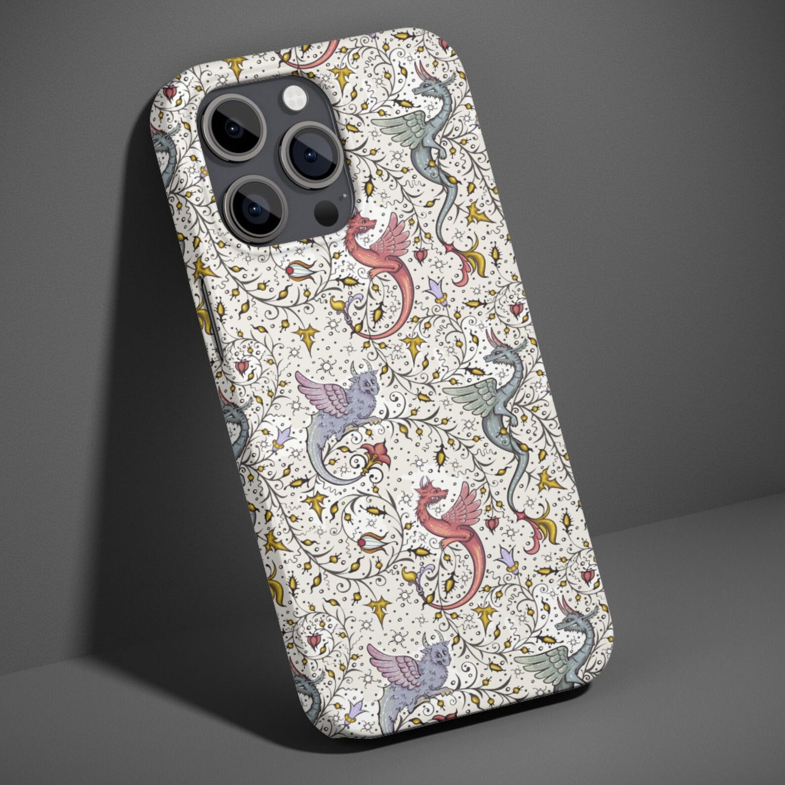 Medieval Dragons Pattern Phone Case: Tough Magsafe iPhone Galaxy Pixel ...