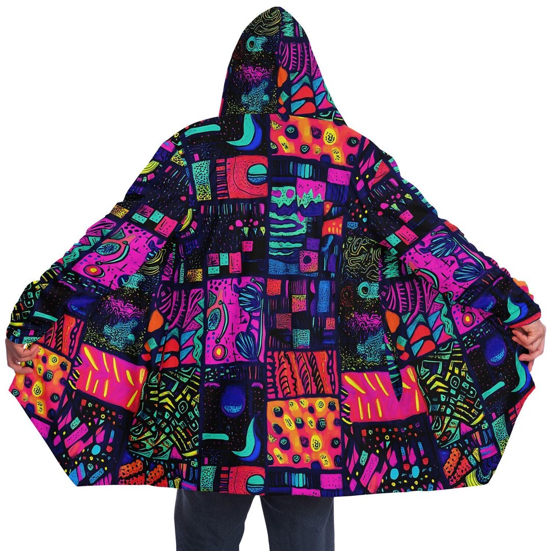 Psychedelic Trippy Patchwork Rave Festival Cloak | Winter Fleece ...
