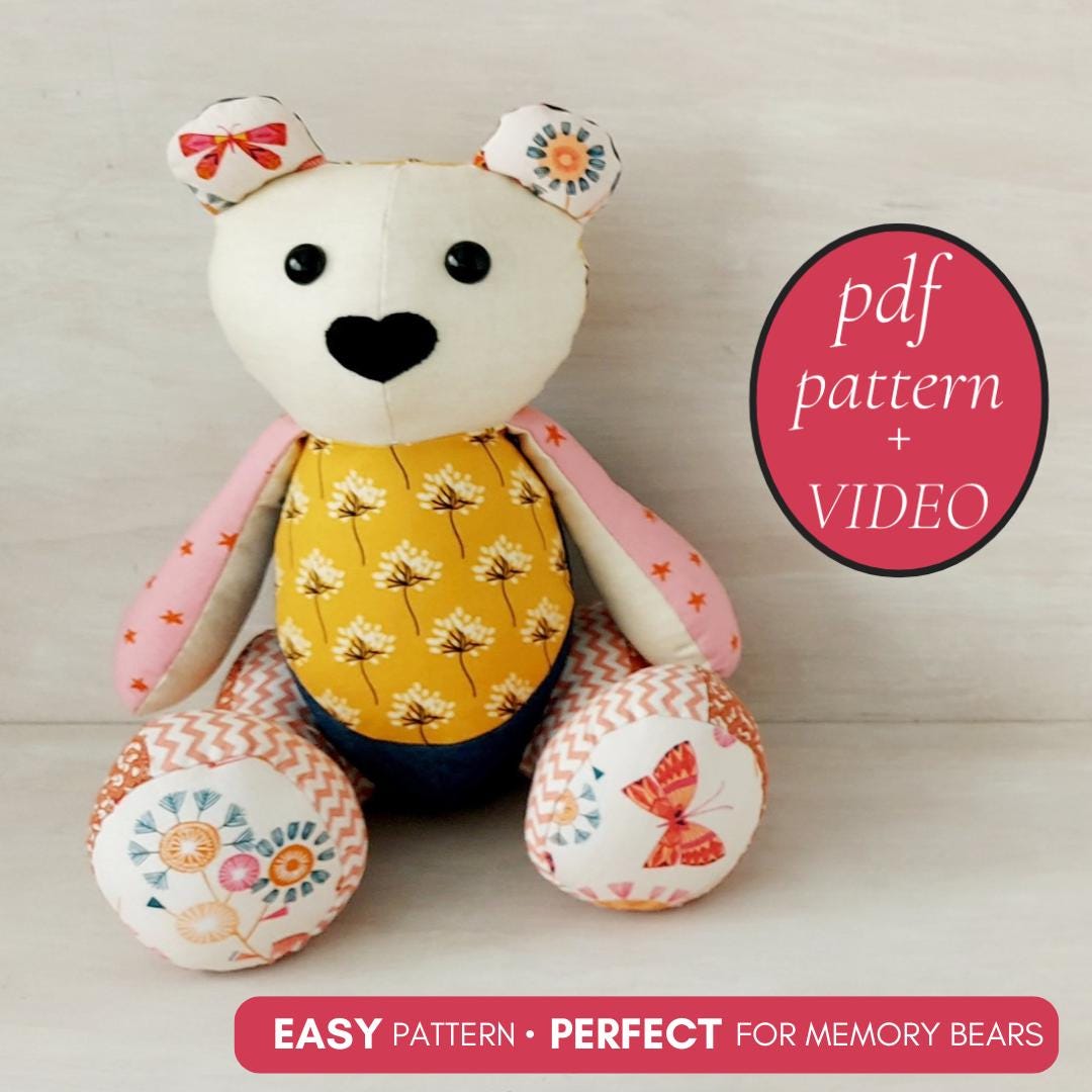 Easy Memory Bear Sewing Pattern: Elsie Teddy Bear Template (PDF With ...