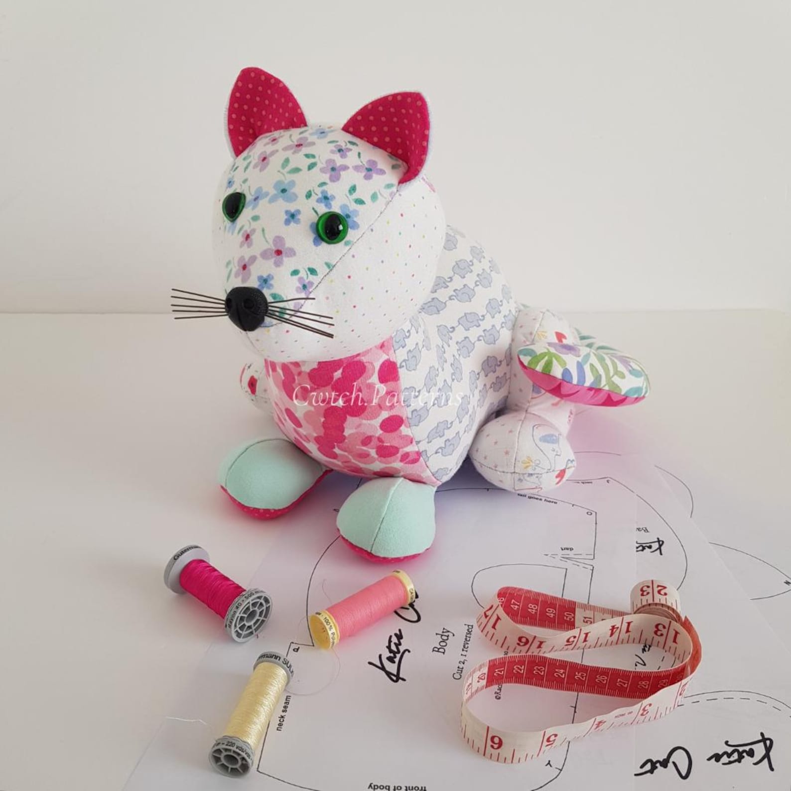 Cat Sewing Pattern Pdf, Katie Cat, Cat Sewing Pattern Plush, Sew a Toy ...