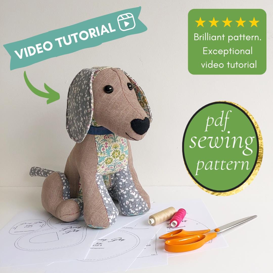 Dog Sewing Pattern, Pdf With Video Tutorial, Puppy Sewing Pattern ...