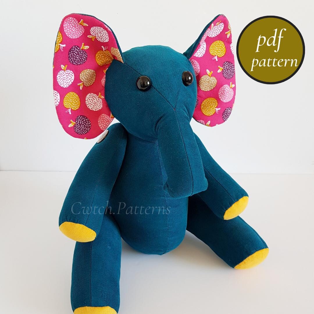 Elephant Sewing Pattern, Sewing Patterns PDF, Edgar the Elephant, Soft ...