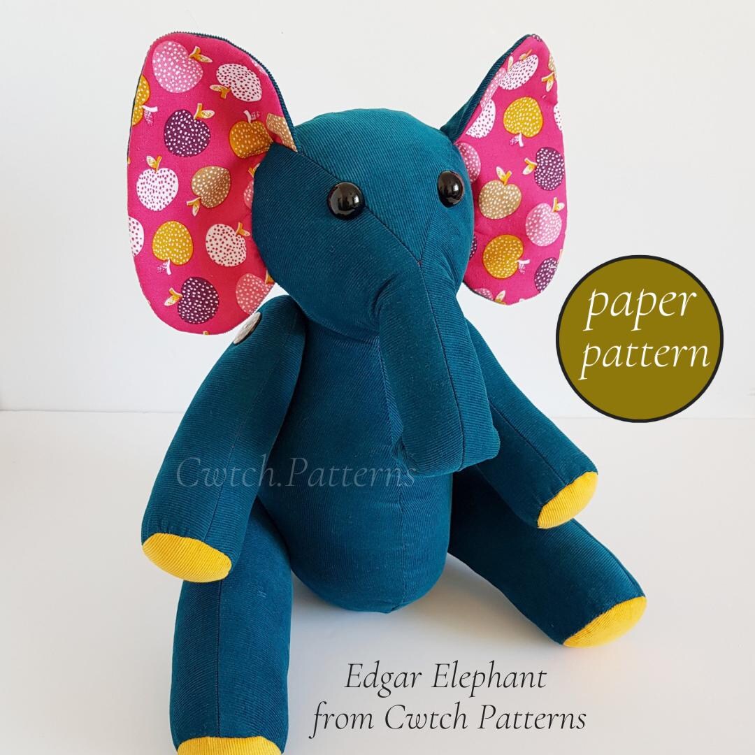 Edgar the Elephant Sewing Pattern: Button-jointed Plushie (paper ...