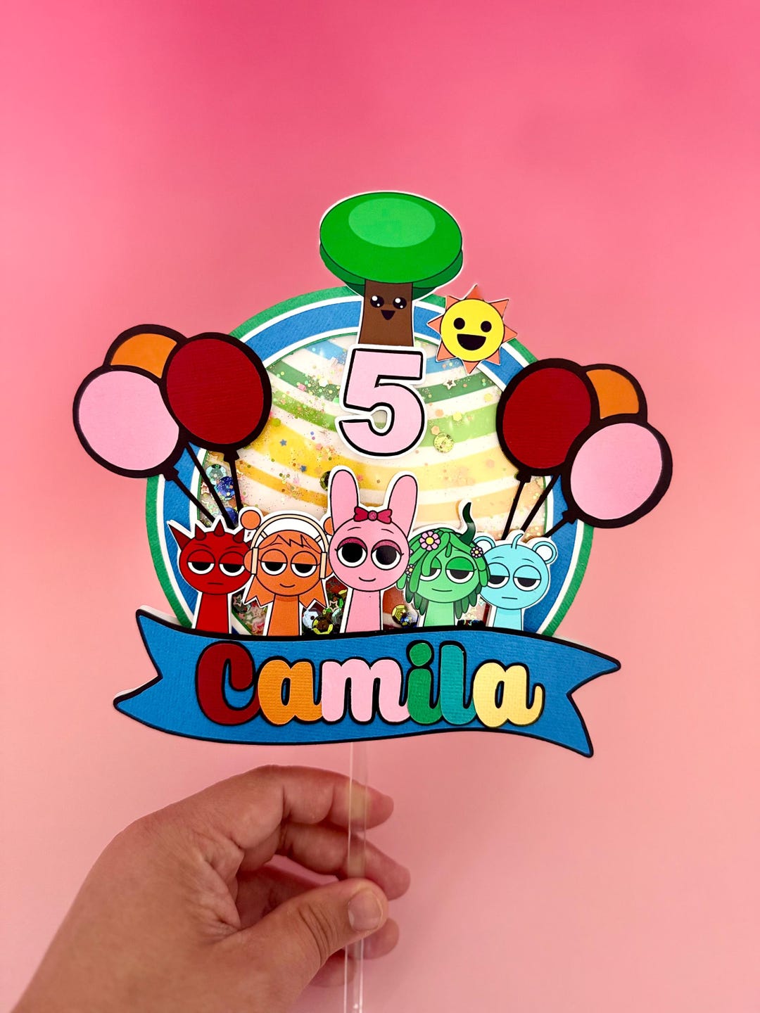 Handmade Sprunki Girl Cake Topper: Shaker Birthday Party Decor, Fiesta ...