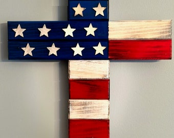 American Flag Cross burnt - Etsy
