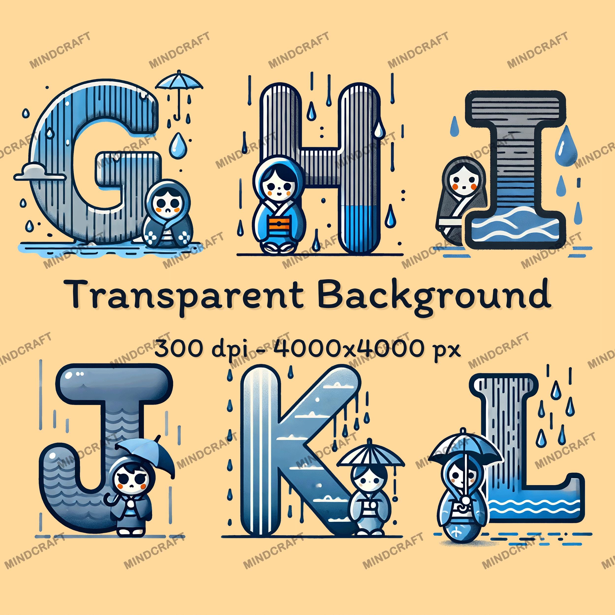 Teru Teru Bozu A-Z Alphabet Clipart, Rainny Letters, Rain Alphabet Png ...