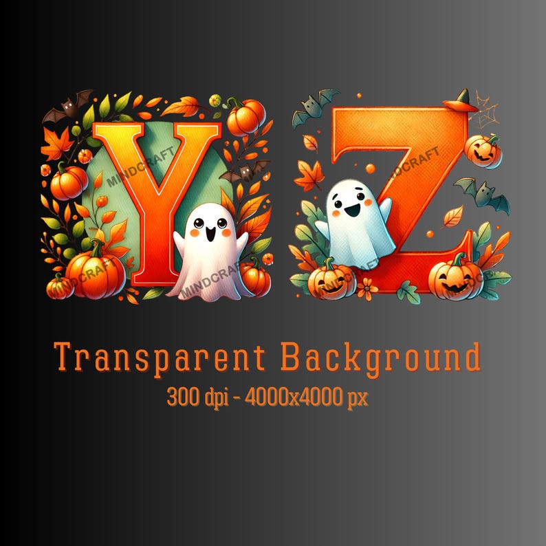 Halloween Cute Ghost A-Z Alphabet I Watercolor Ghost Letters I ...