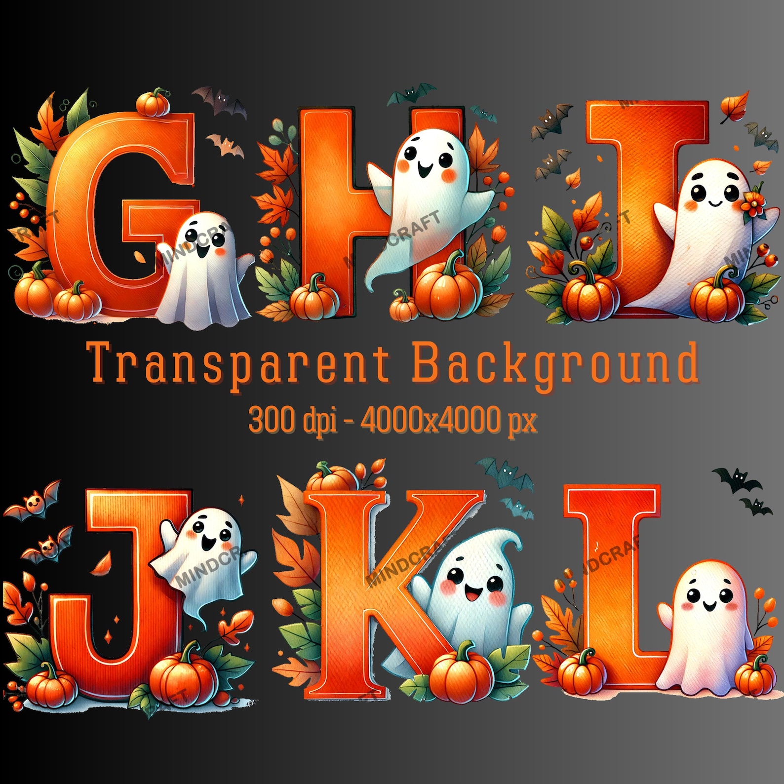 Halloween Cute Ghost A-Z Alphabet I Watercolor Ghost Letters I ...