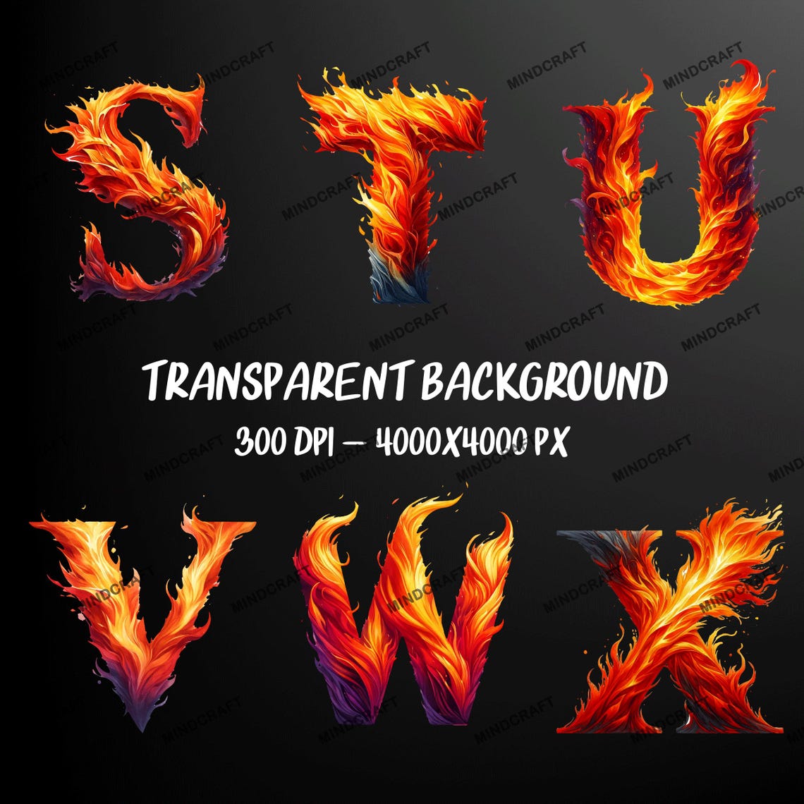 Flame Alphabet Clipart: Fire PNG Letters, Transparent Background ...