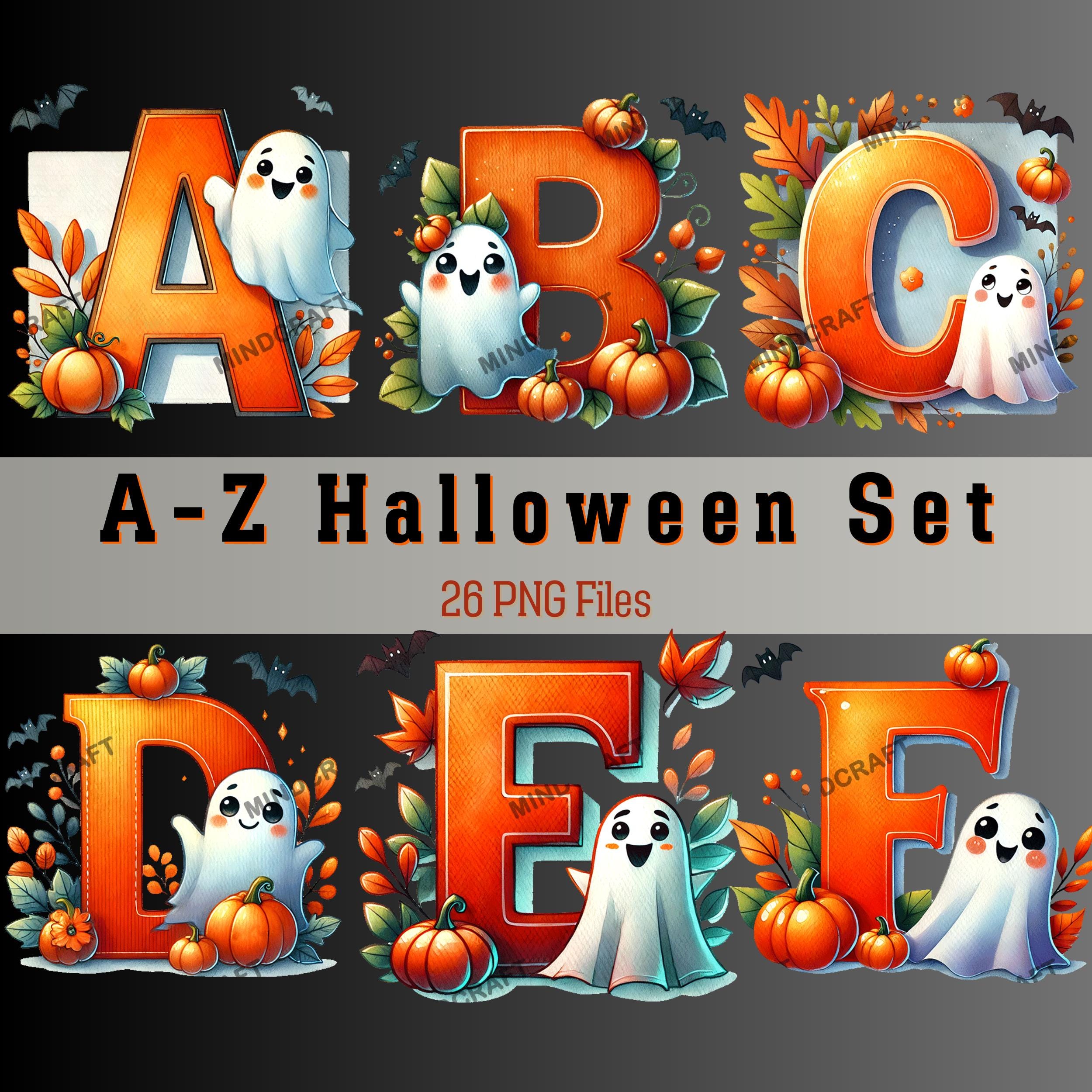 Halloween Cute Ghost A-Z Alphabet I Watercolor Ghost Letters I ...