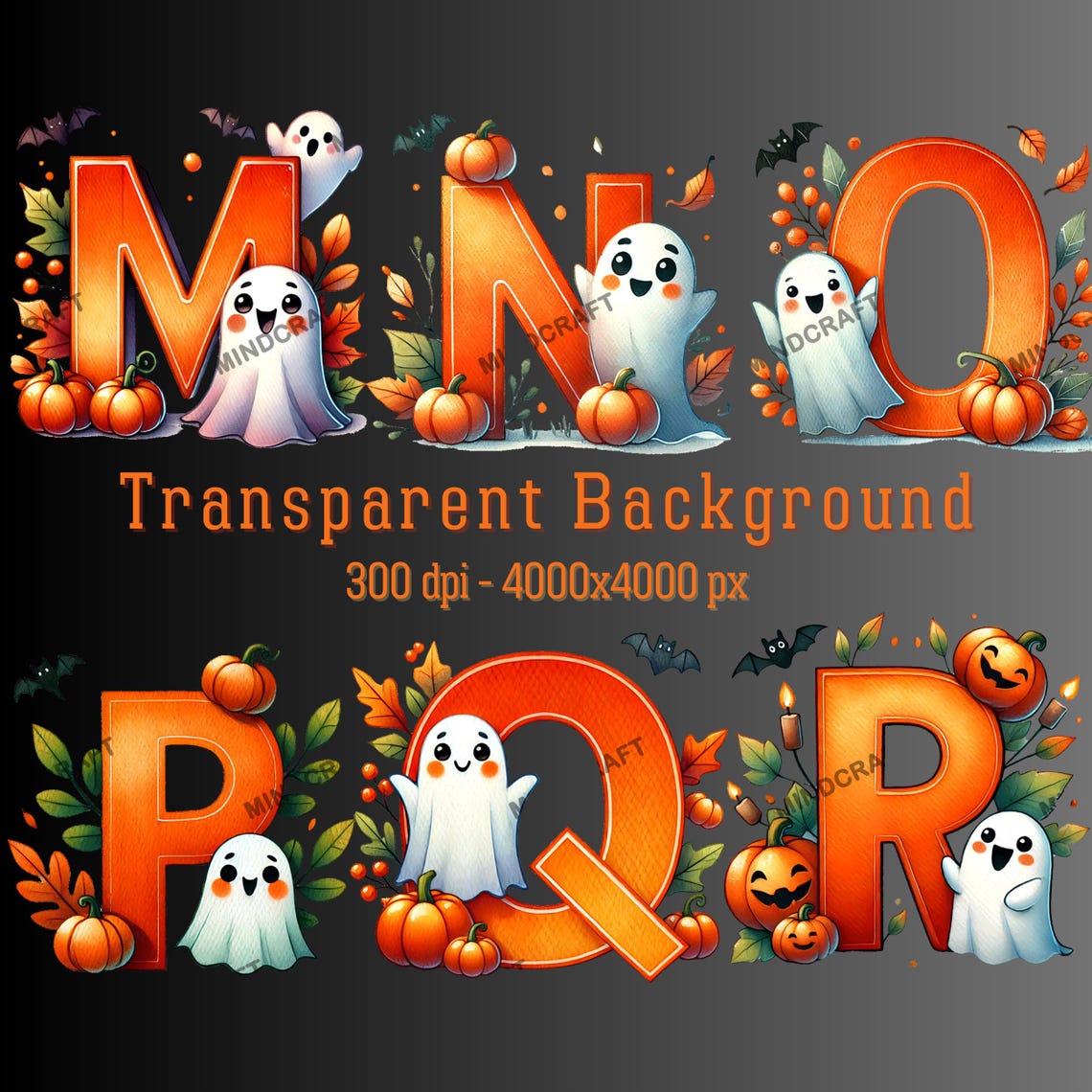 Halloween Cute Ghost A-Z Alphabet I Watercolor Ghost Letters I ...