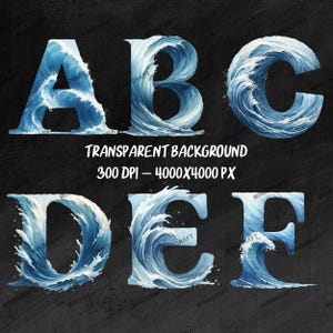 26 Water Alphabet A-Z Clipart Png,water Letters Png, Water Letters ...