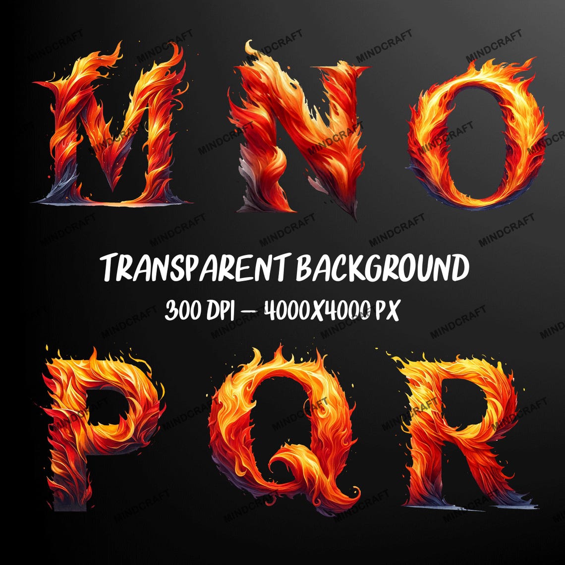 Flame Alphabet Clipart: Fire PNG Letters, Transparent Background ...