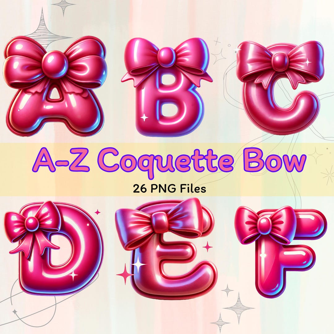26 Coquette Bow Clipart, Cherry Bow PNG Letters, Transparent Background ...