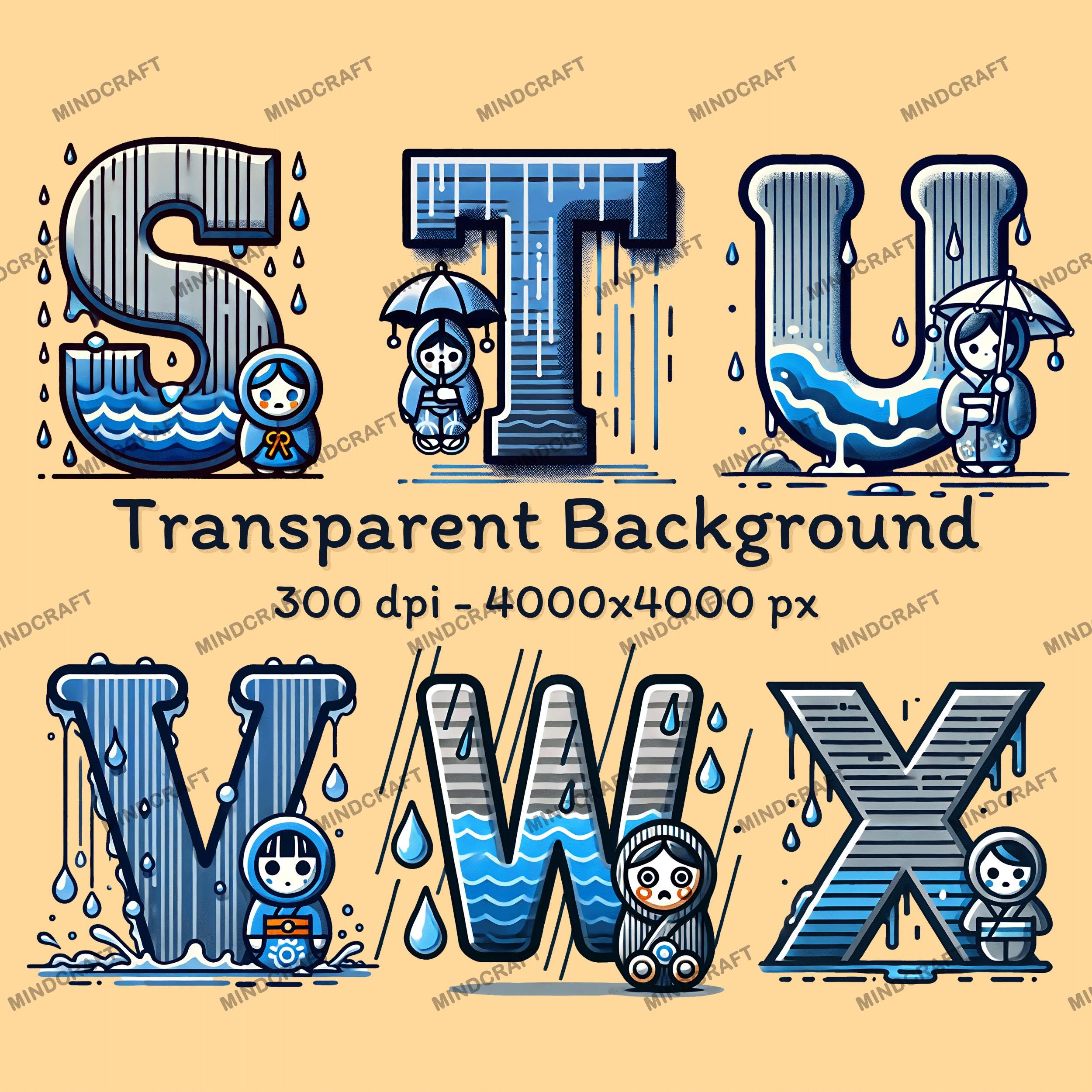 Teru Teru Bozu A-Z Alphabet Clipart, Rainny Letters, Rain Alphabet Png ...