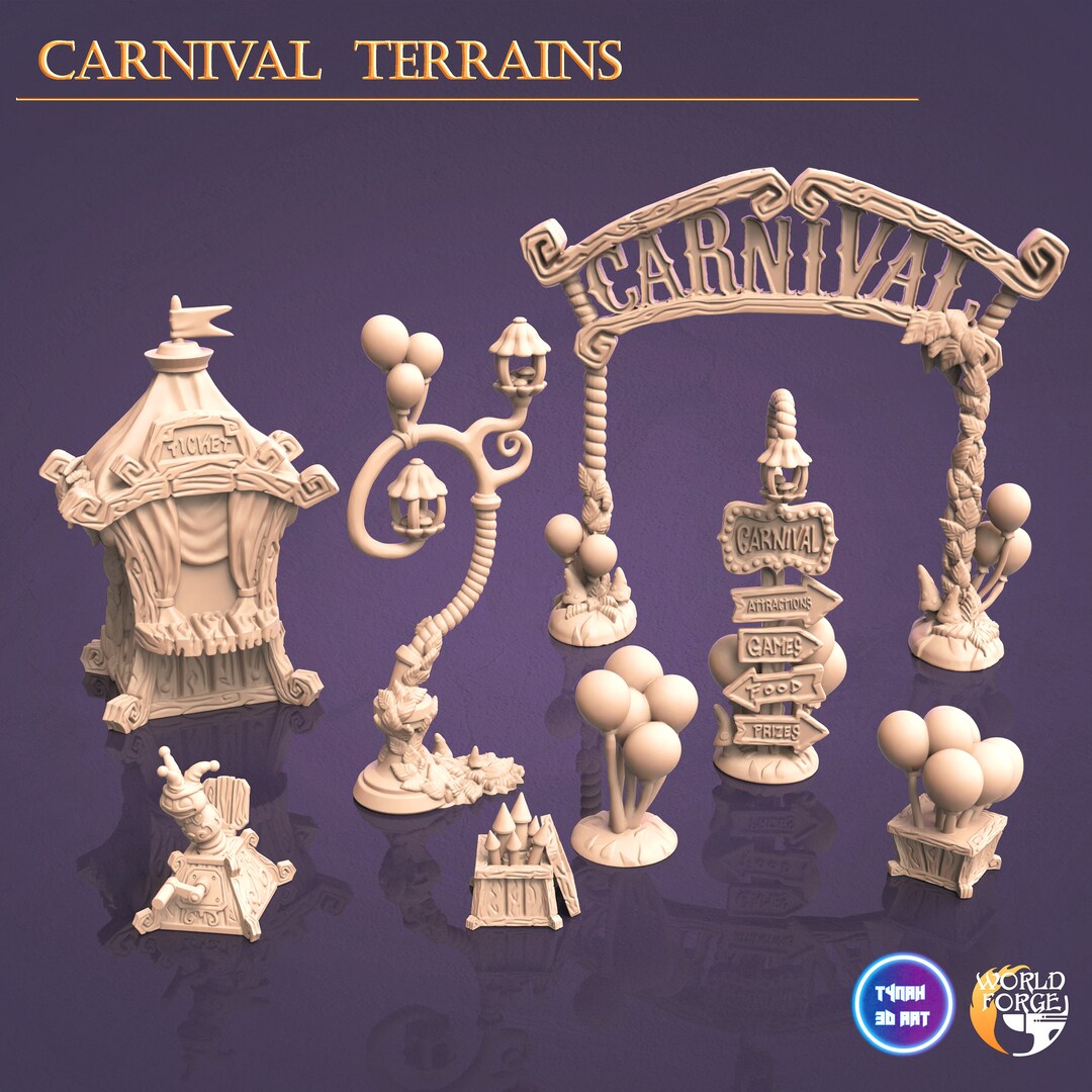 Fantasy Carnival Ticket Booth, Entrance and Scatters for Miniatures ...