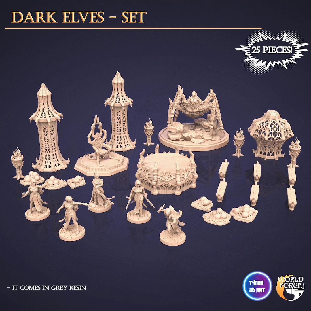 Dark Elves Set - Terrains for 32 Mm Miniatures Games Like Dungeons and ...