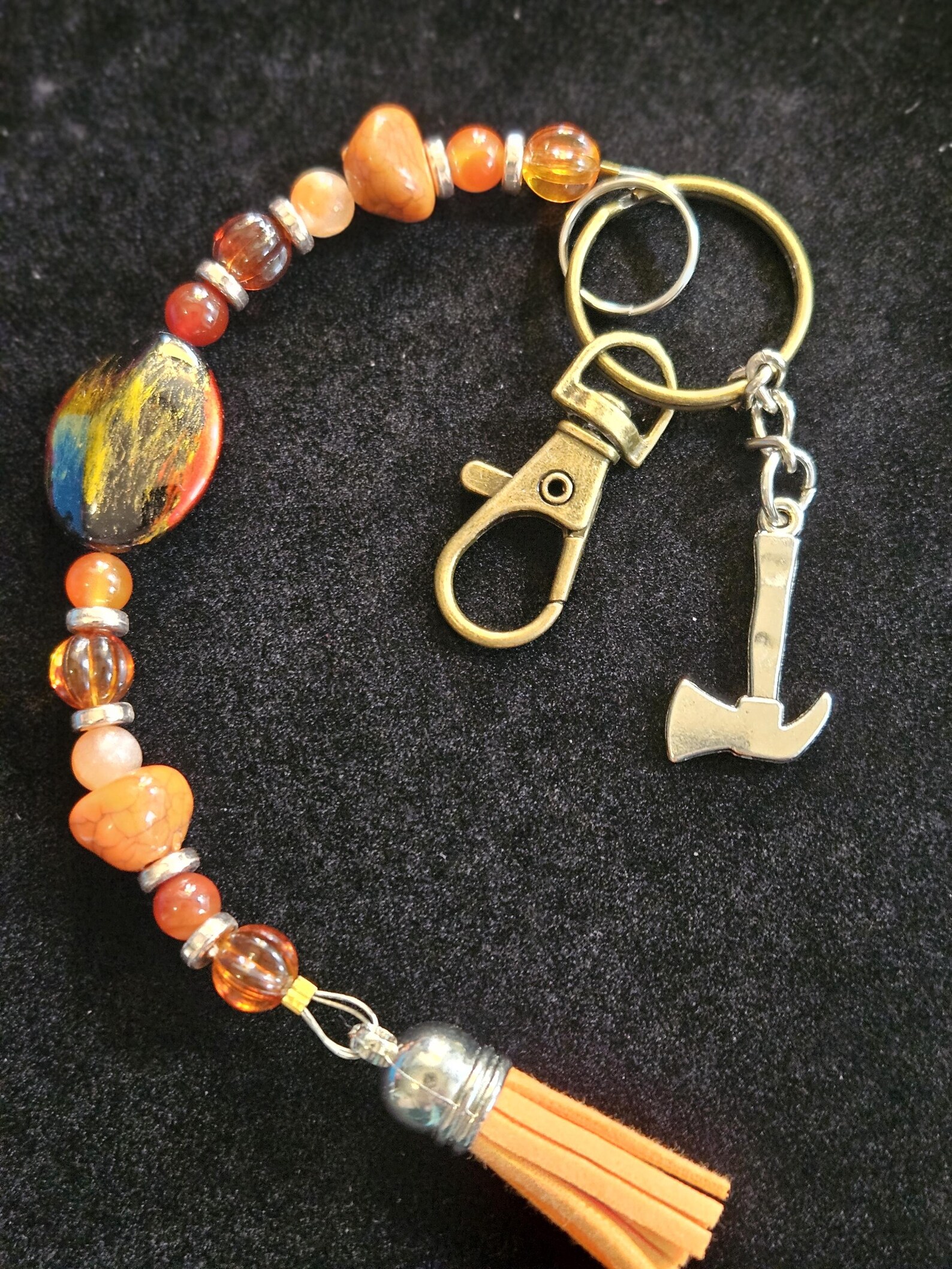Orange Persian Jade, Red Carnelian, Fire Ax Charm Keychain - Etsy