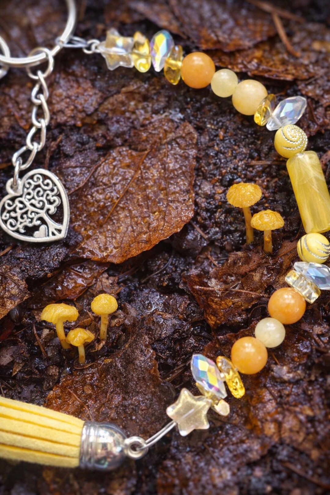 Sunshine Keychain: Topaz, Citrine, Honey Calcite, and Leather Accessory ...