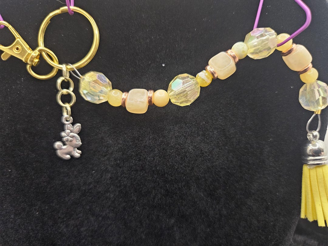 Citrine, Honey Calcite, Yellow Fire Agate, Bunny Charm Keychain - Etsy