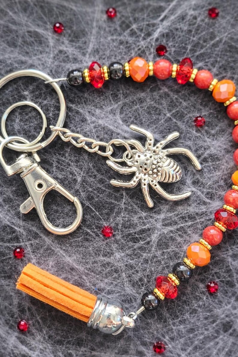 Onyx, Austrian Crystals, Red Turquois, Red Coral Jade, Spider Charm ...