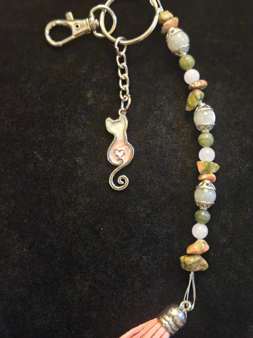 Unakite, Gray Labradorite, Southern Jade, Rose Quartz, Cat Charm ...