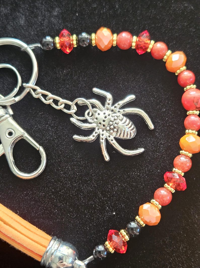 Onyx, Austrian Crystals, Red Turquois, Red Coral Jade, Spider Charm ...