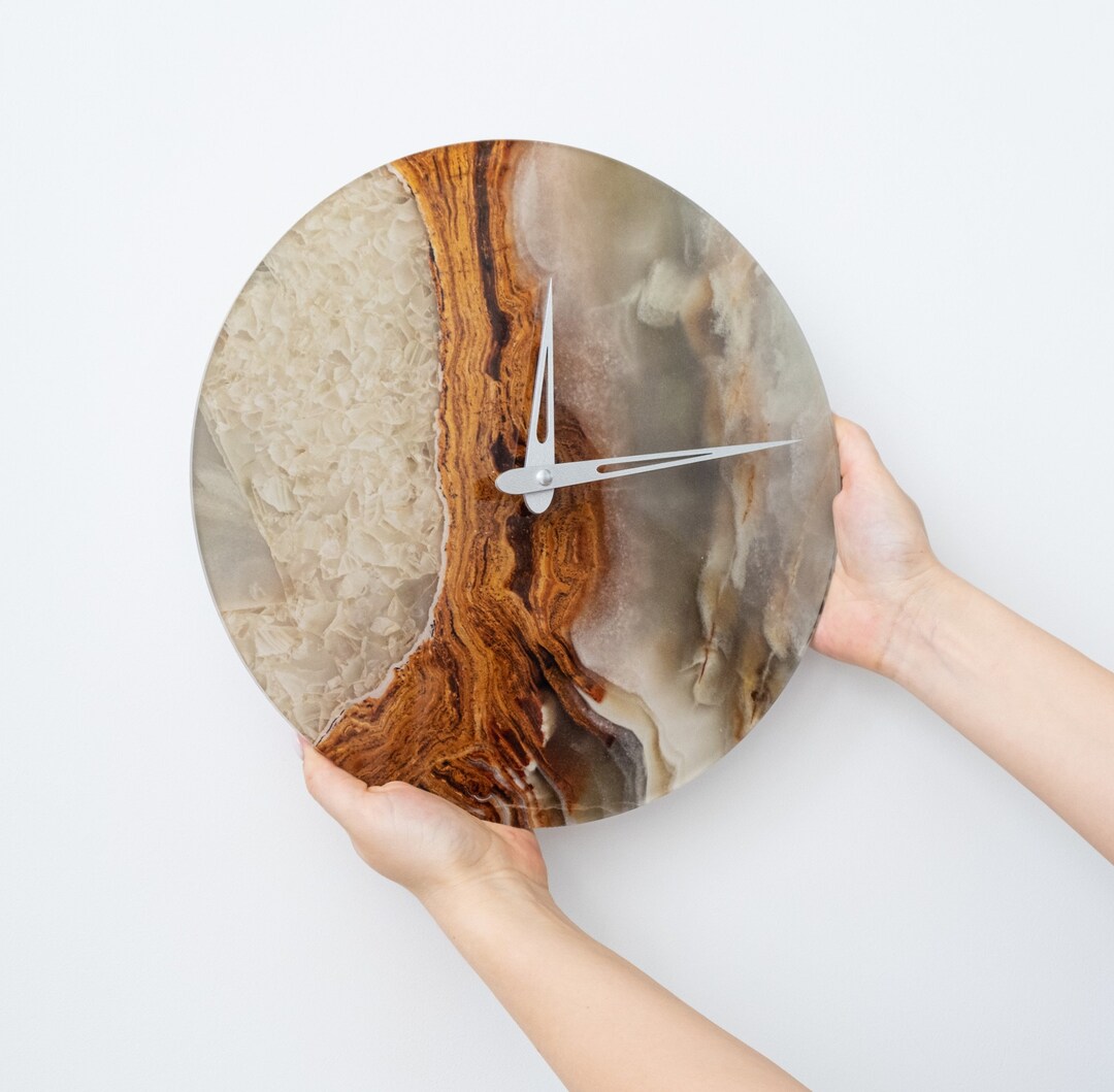 Agate Crystal Clock, Crystal Wall Clock, Marble Wall Clock, Luxury Wall ...