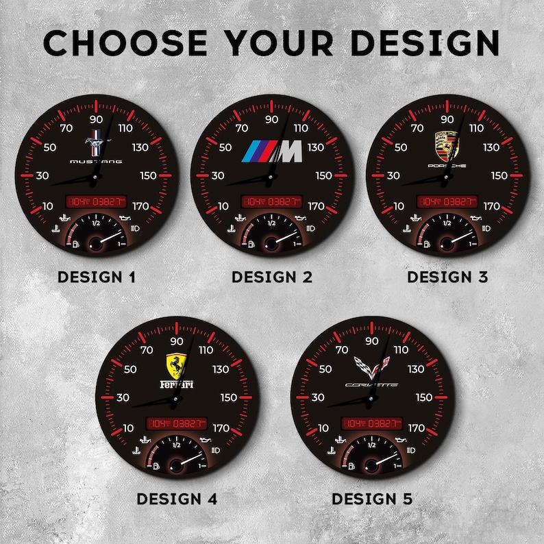 Ferrari Wall Clock, Custom Car Logo Wall Clock, Car Dashboard Clock ...