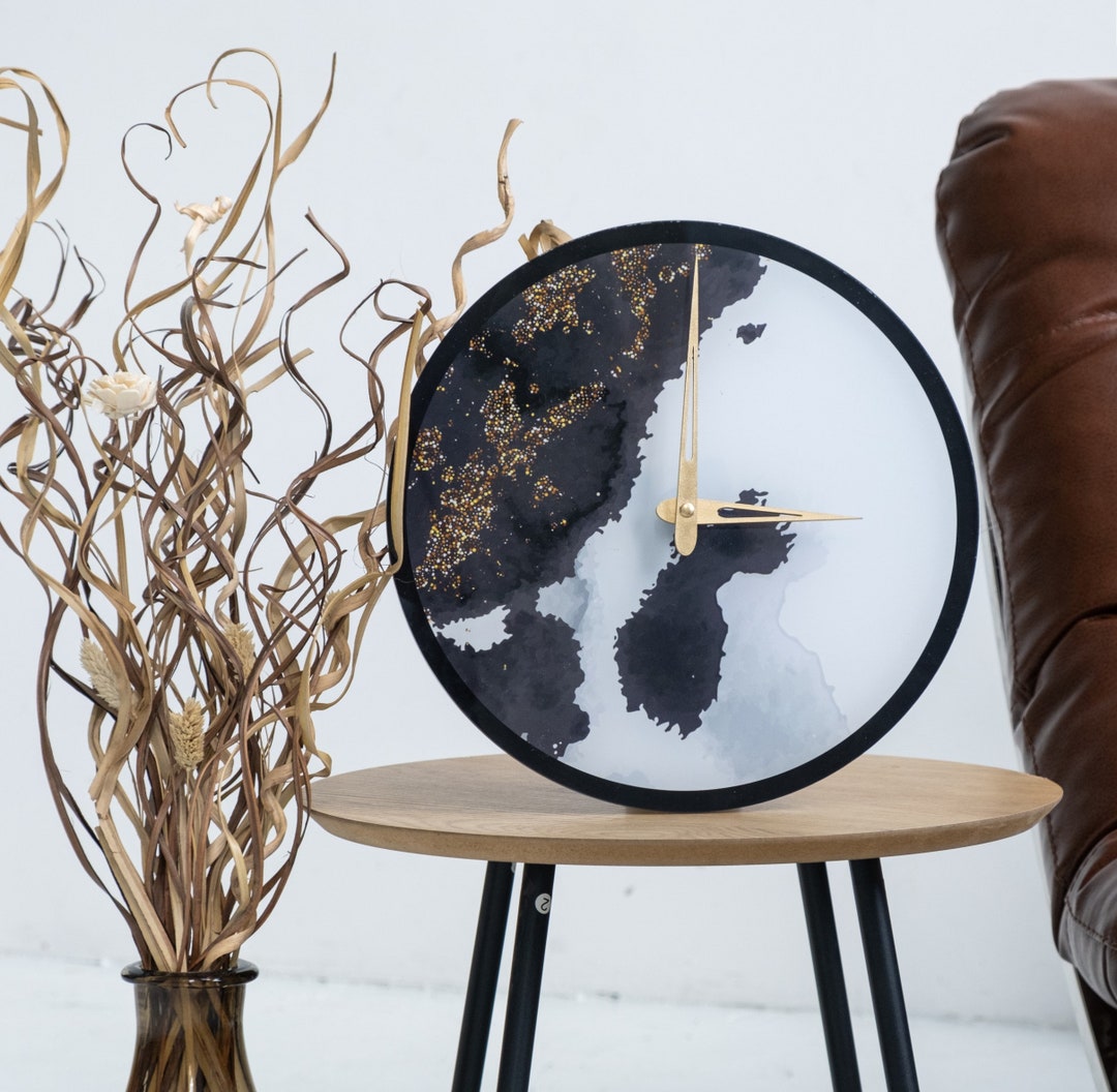 Black and White Wall Clock, Abstract Wall Clock, Elegant Wall Clock ...