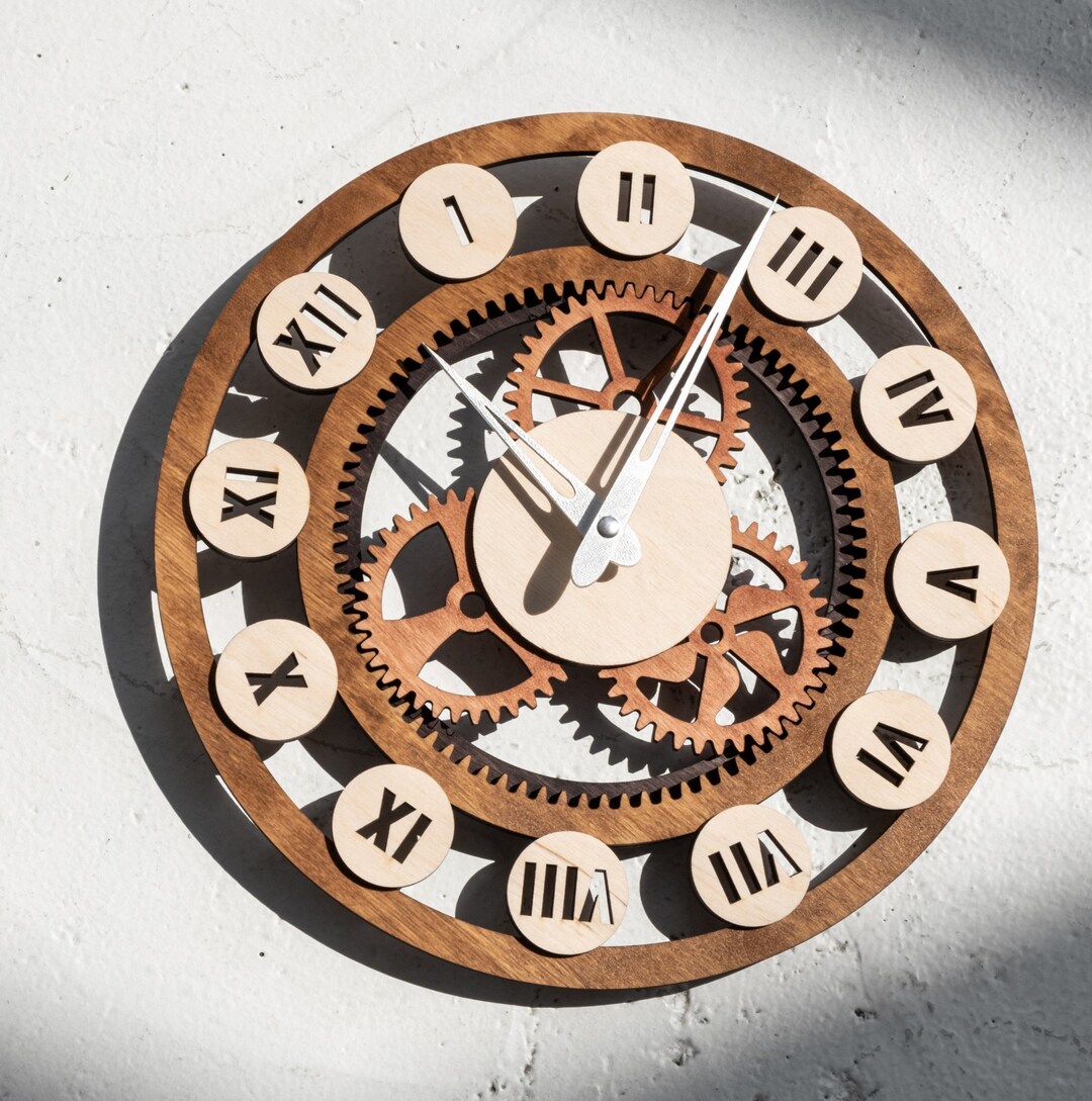 Gears Wall Clock Large, Steampunk Wall Clocks, Wall Clock Farmhouse ...