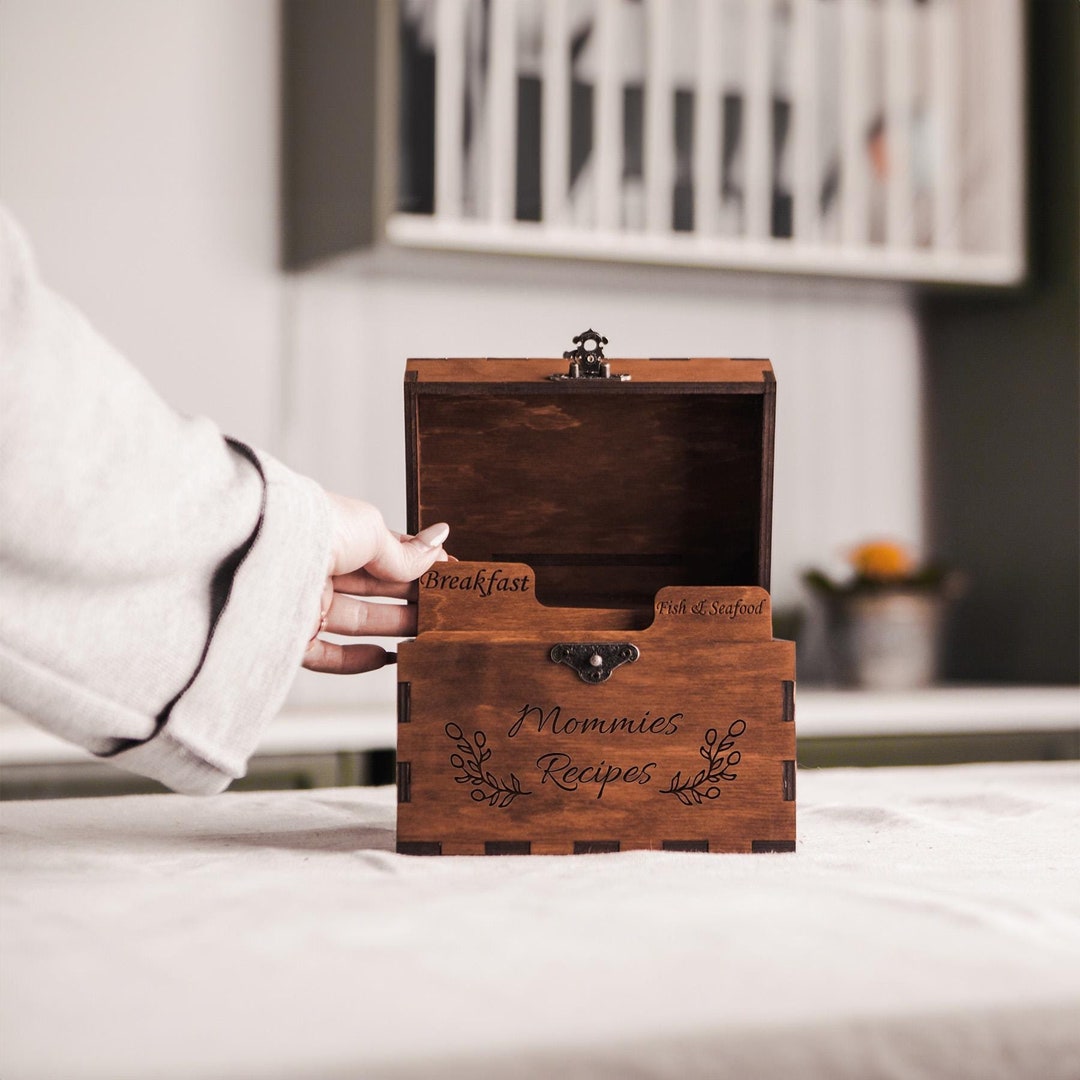 Wooden Recipe Box, Custom Recipe Box, Recipe Holder Box, Recipe Card ...