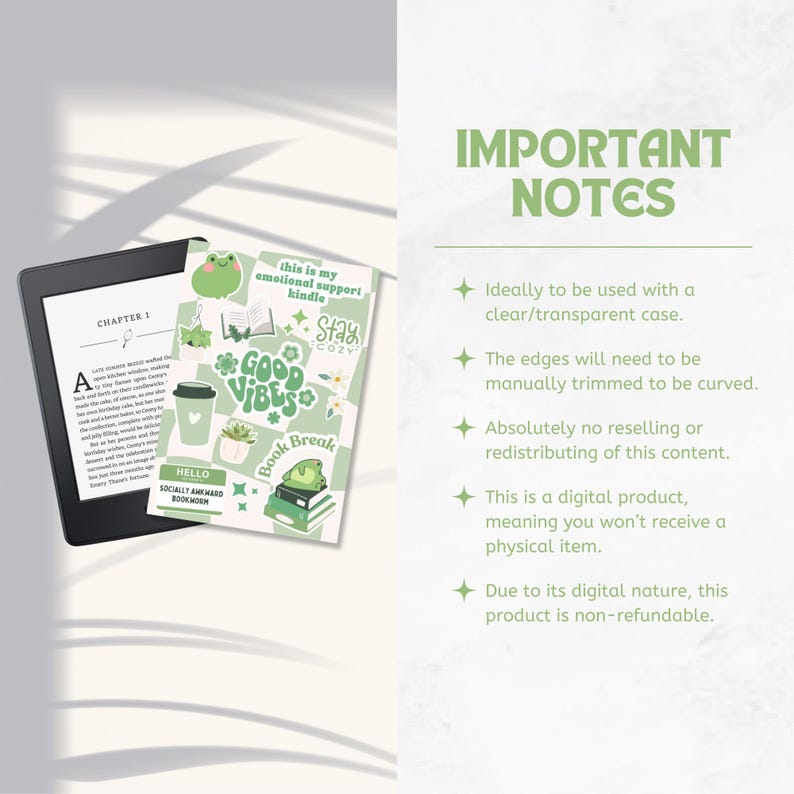 Sage Green Kindle Insert for Clear Case | Checkered, Frog | Printable ...