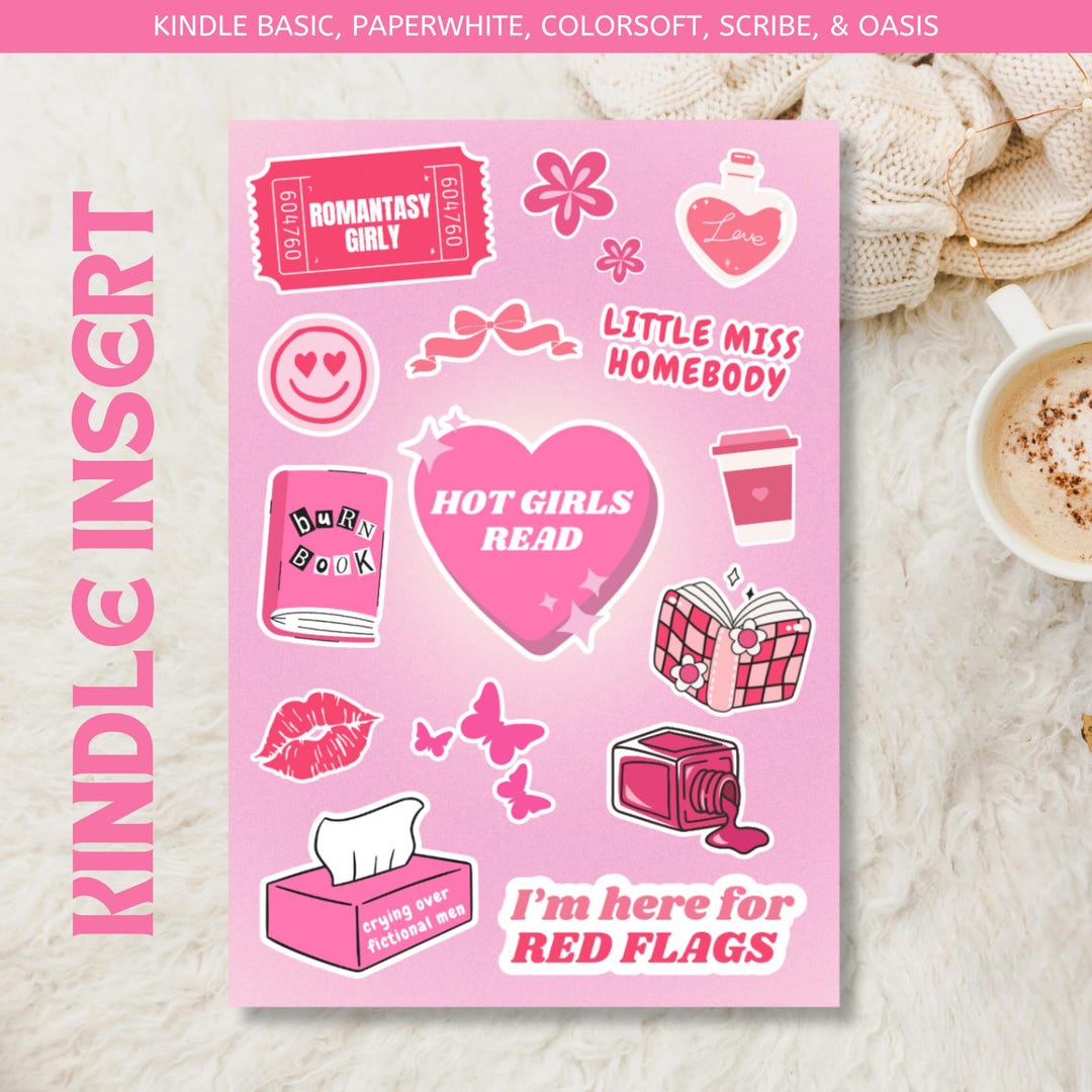 Pink Bookish Kindle Insert Printable | E-reader Screen Insert for ...