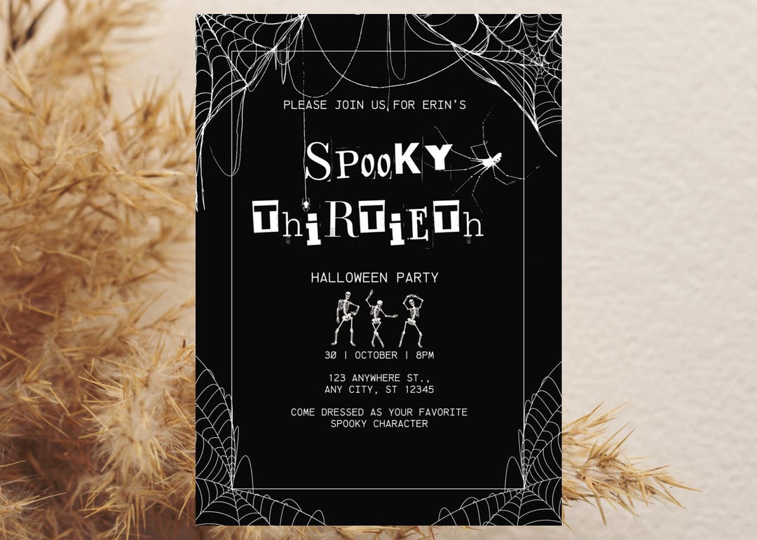 Spooky Adult Birthday Party Invite, Editable Template. - Etsy