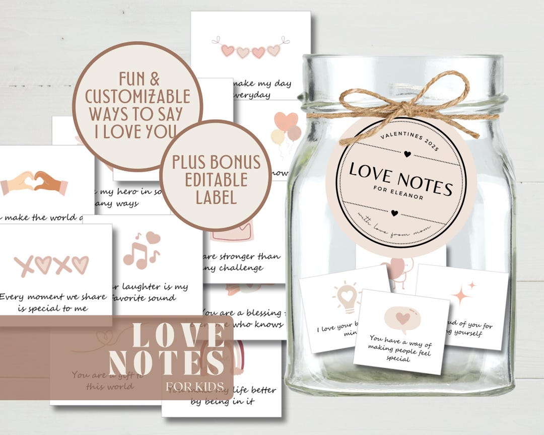 45 Valentines Love Notes - Kids Edition, Printable or Editable, DIY ...