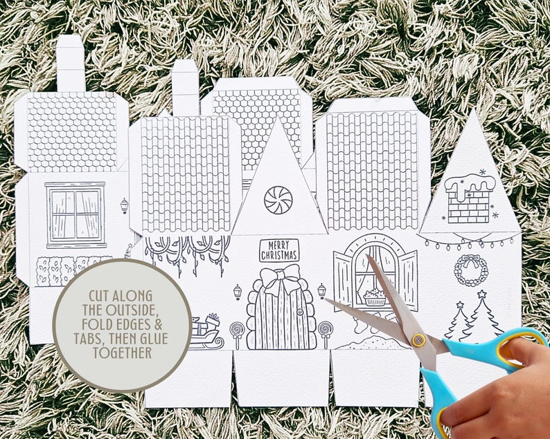 3D Christmas Paper House Ornament Craft Kit | Printable, Creative and ...
