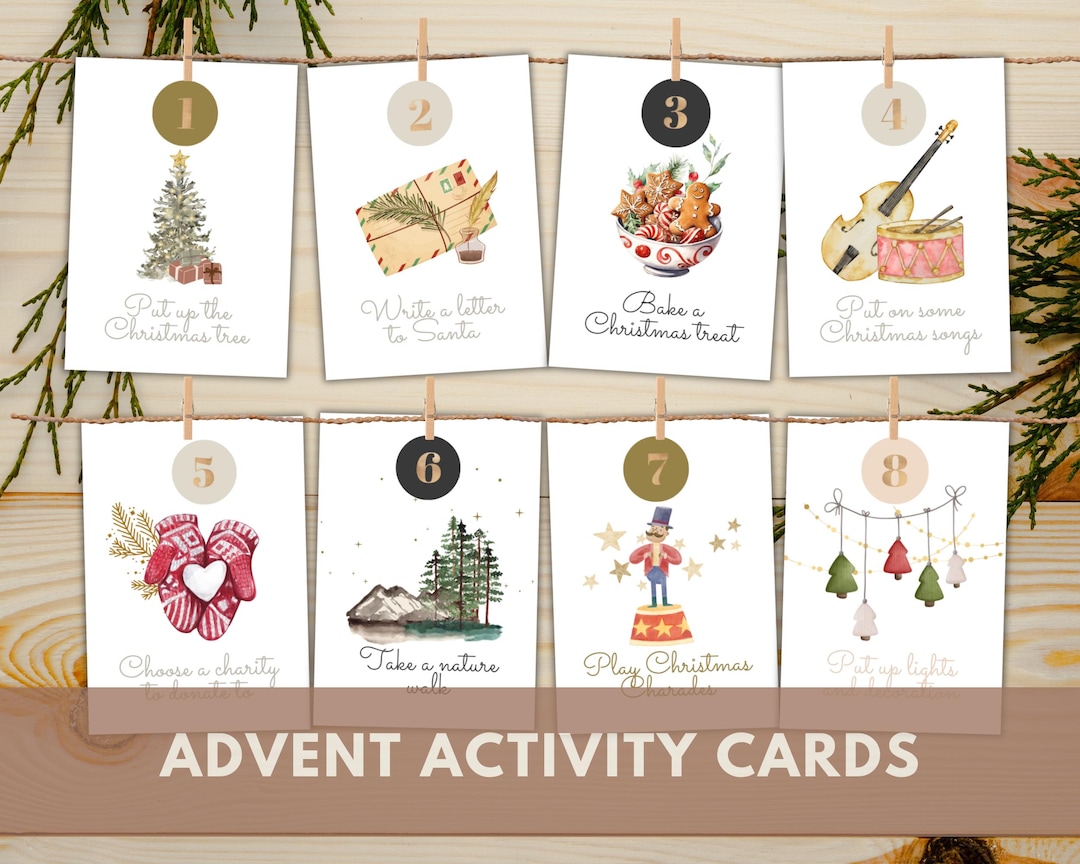 24 Printable Advent Activity Cards for Families, Christmas Bucket List ...