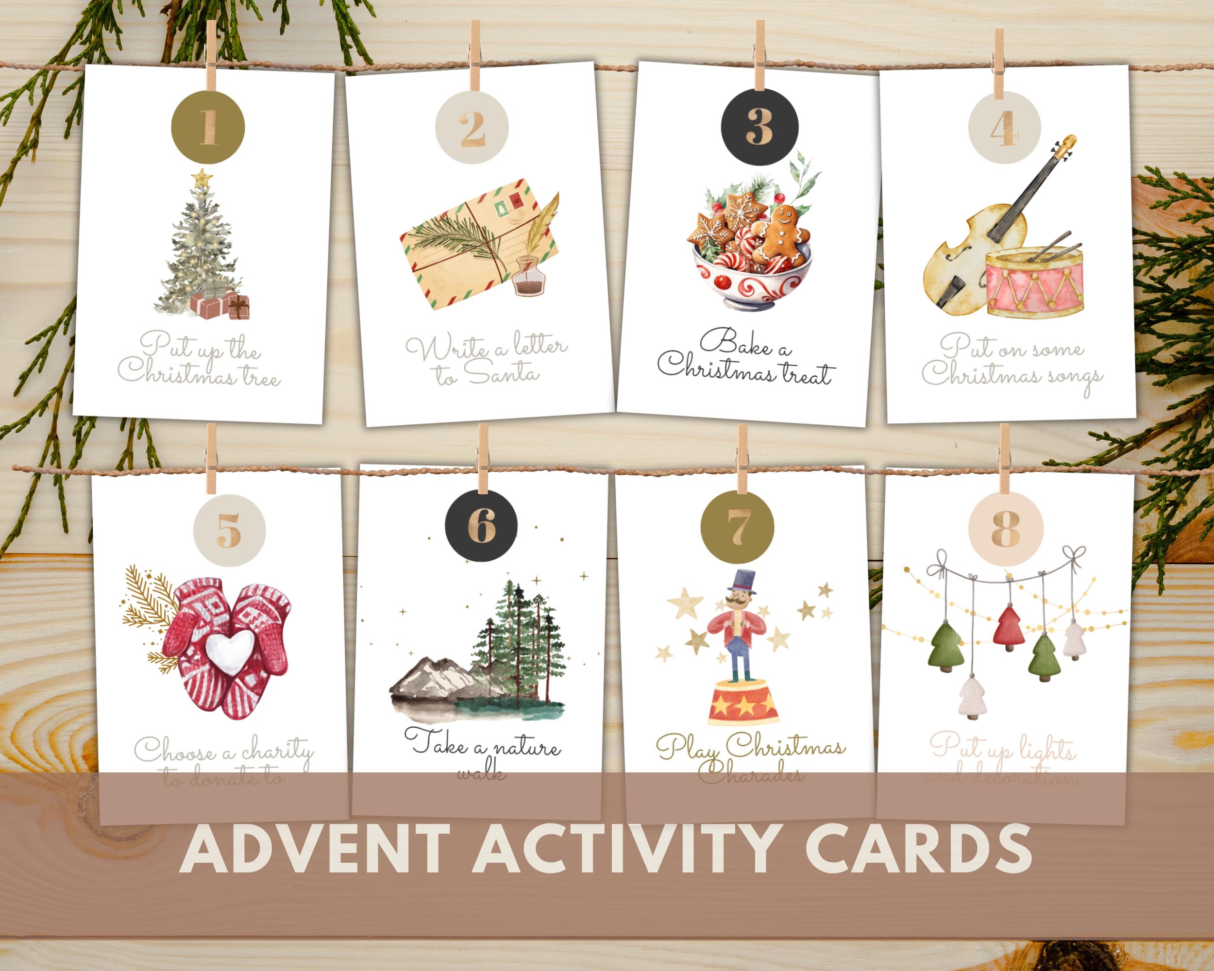 Advent Calendar Cards for Families | 24 Printable Christmas Bucket List ...