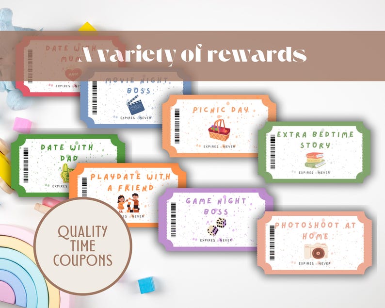 30 Editable Kids Reward Coupons, Blank Good Behavior Voucher Template ...