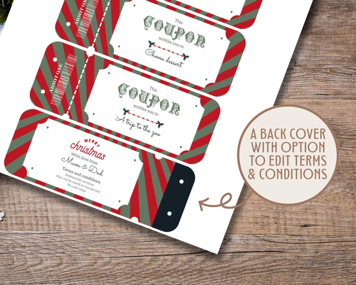 Editable Christmas Coupon Book, Customizable Voucher Book ...
