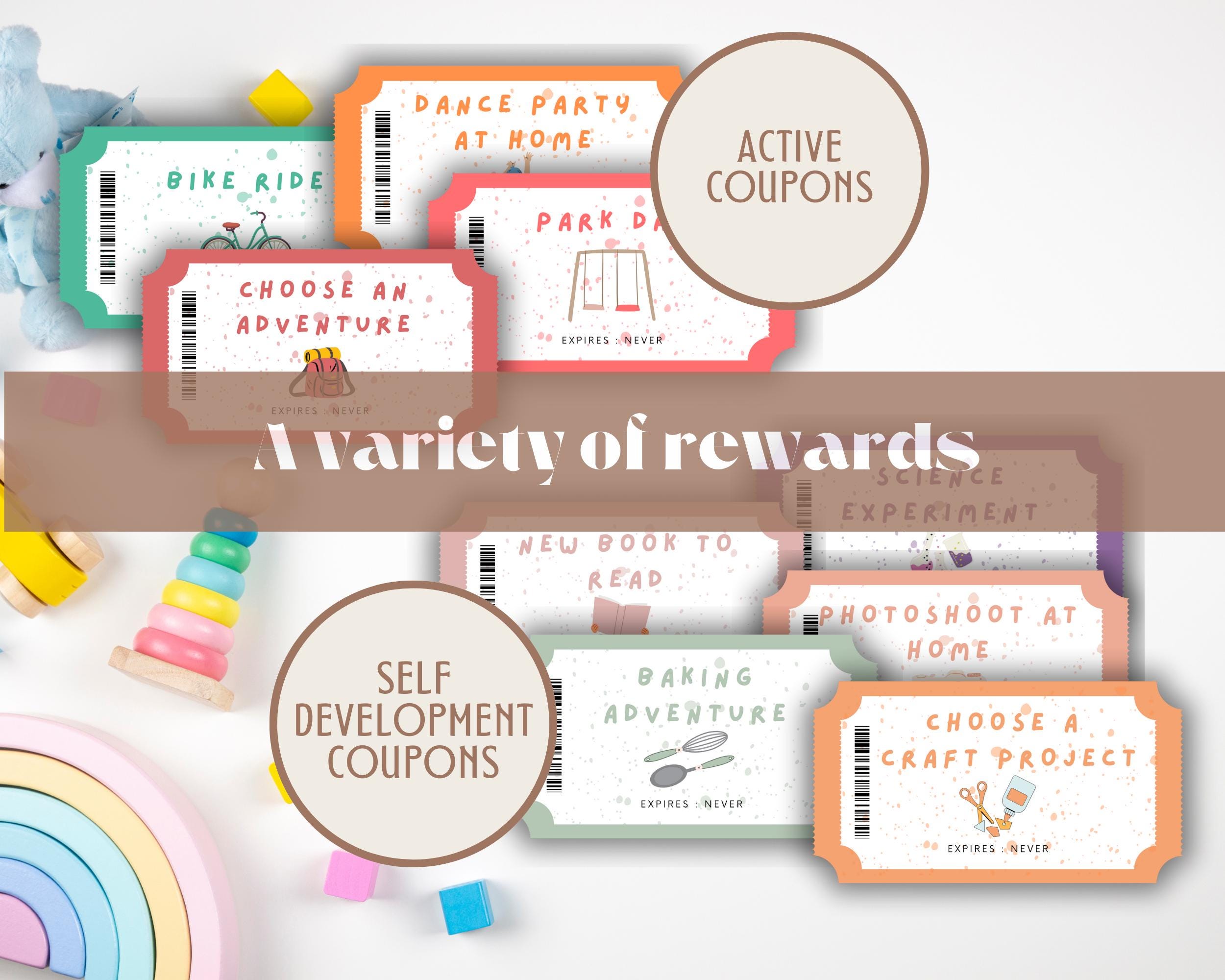 30 Printable Kids Reward Coupons, Including 10 Bonus Blank Coupons ...